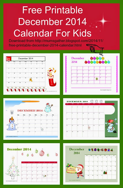 Free Printable December 2014 Calendar For Kids - Santa, Christmas Tree ... Free Printable December 2014 Calendar For Kids - Santa, Christmas Tree ...