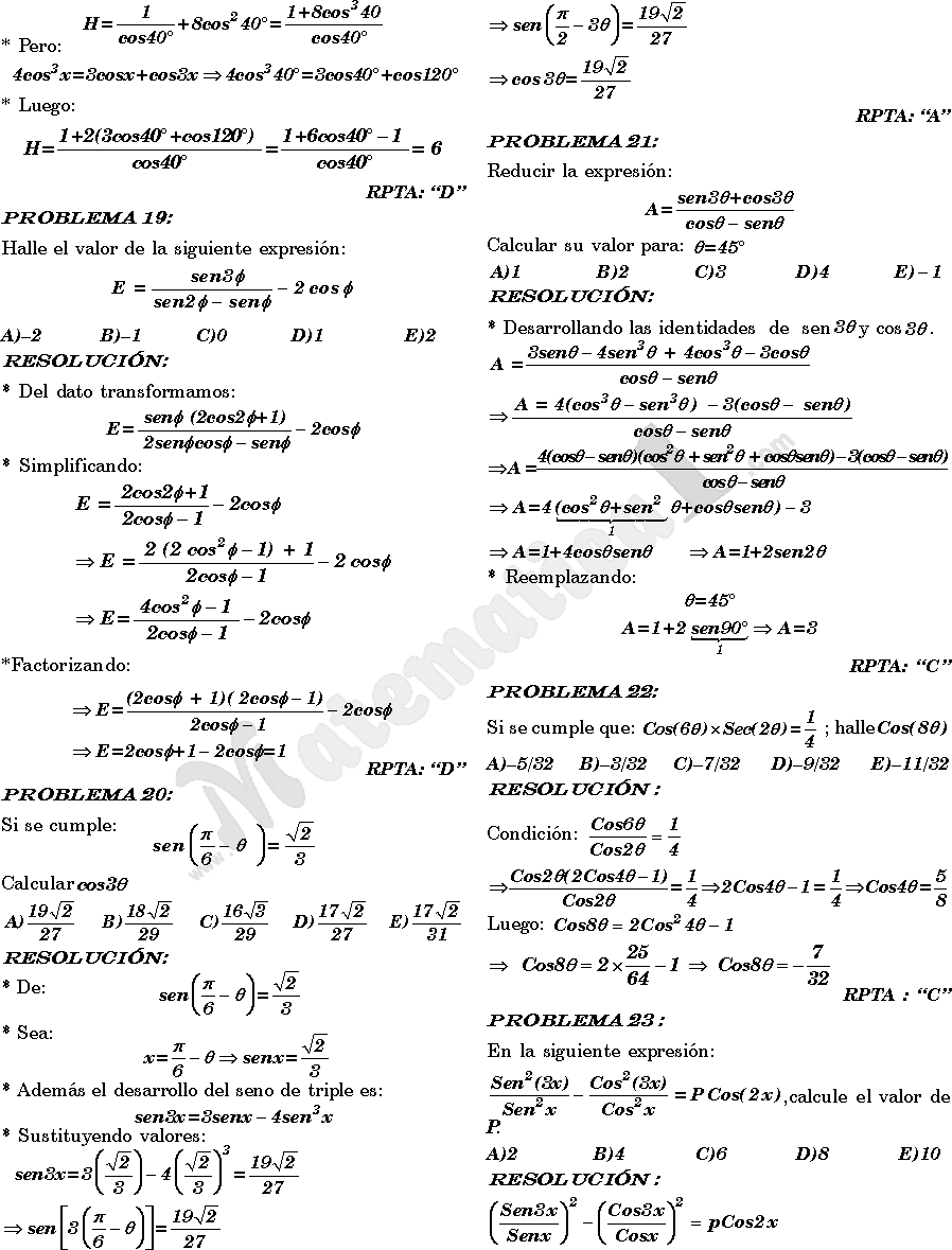 IDENTIDADES DEL ANGULO TRIPLE EJERCICIOS RESUELTOS DE TRIGONOMETRIA DE ...