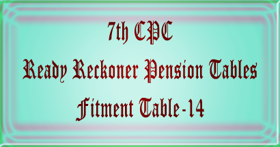 Fitment Table-14 - 7th CPC Ready Reckoner Pension Tables | LATEST ...