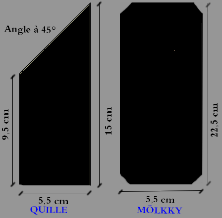 Molkky Club 35: DIMENSIONS DES QUILLES ET DU MÖLKKY