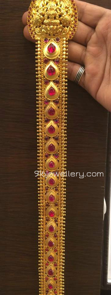 Antique Gold Jada design with ruby potas | SUDHAKAR GOLD WORKS