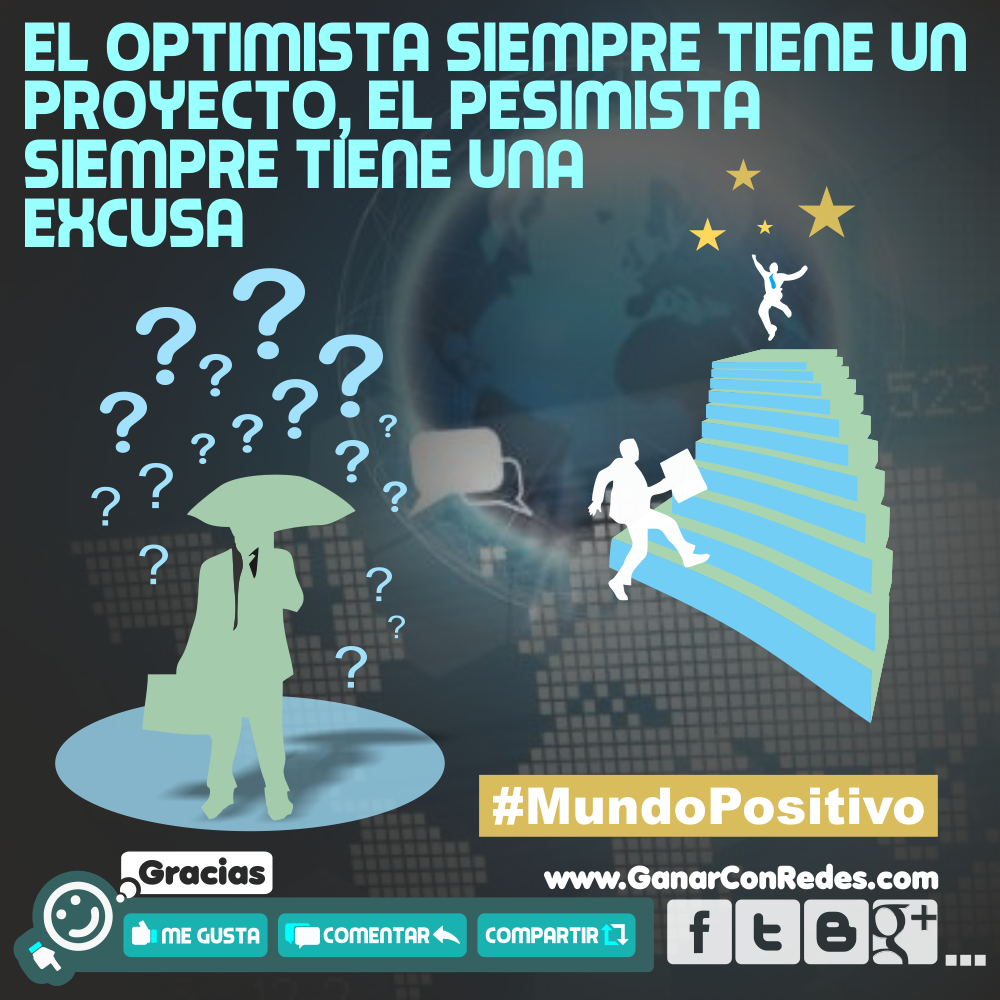 El optimista siempre tiene un proyecto, el pesimista siempre tiene una ...