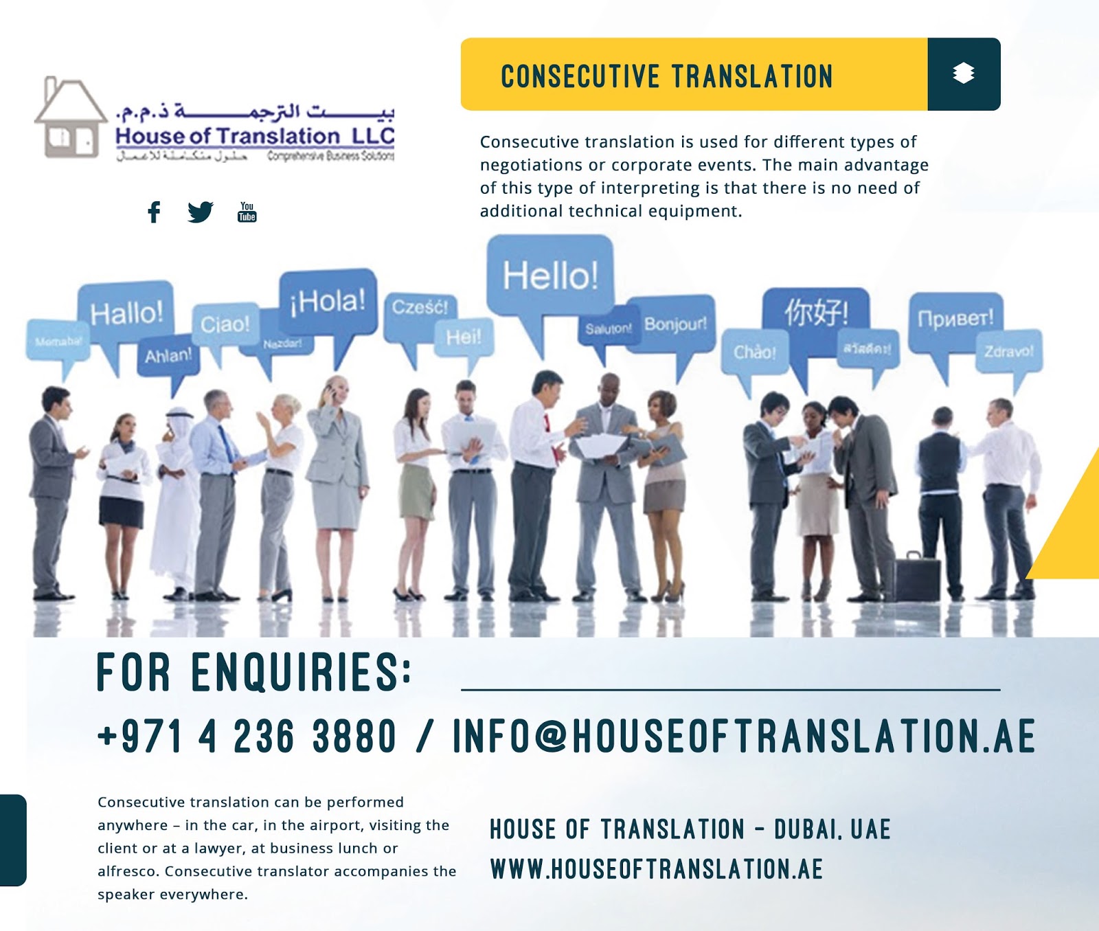 Welcome to House of Translation: Consecutive Translation Dubai