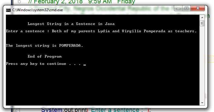 Free Programming Source Codes And Computer Programming Tutorials Longest String In A Sentence