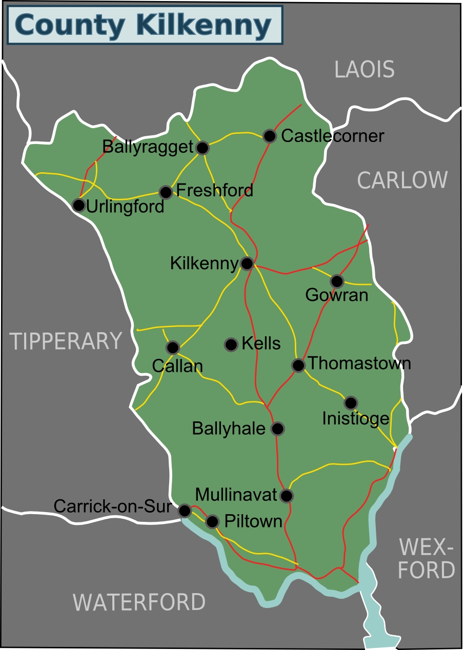 Kilkenny County Map Area - Map of Ireland City Regional Political