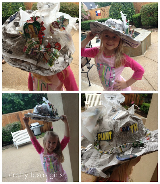 Crafty Texas Girls: Recycled Fashion- Earth Day Hats & Dresses
