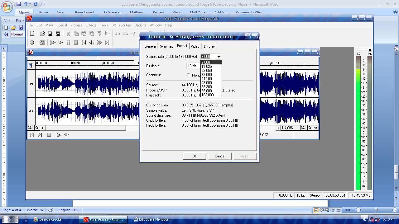 INFORMATIKA SKY "::.: Edit Suara Menggunakan Sonic Foundry Sound Forge 6.0