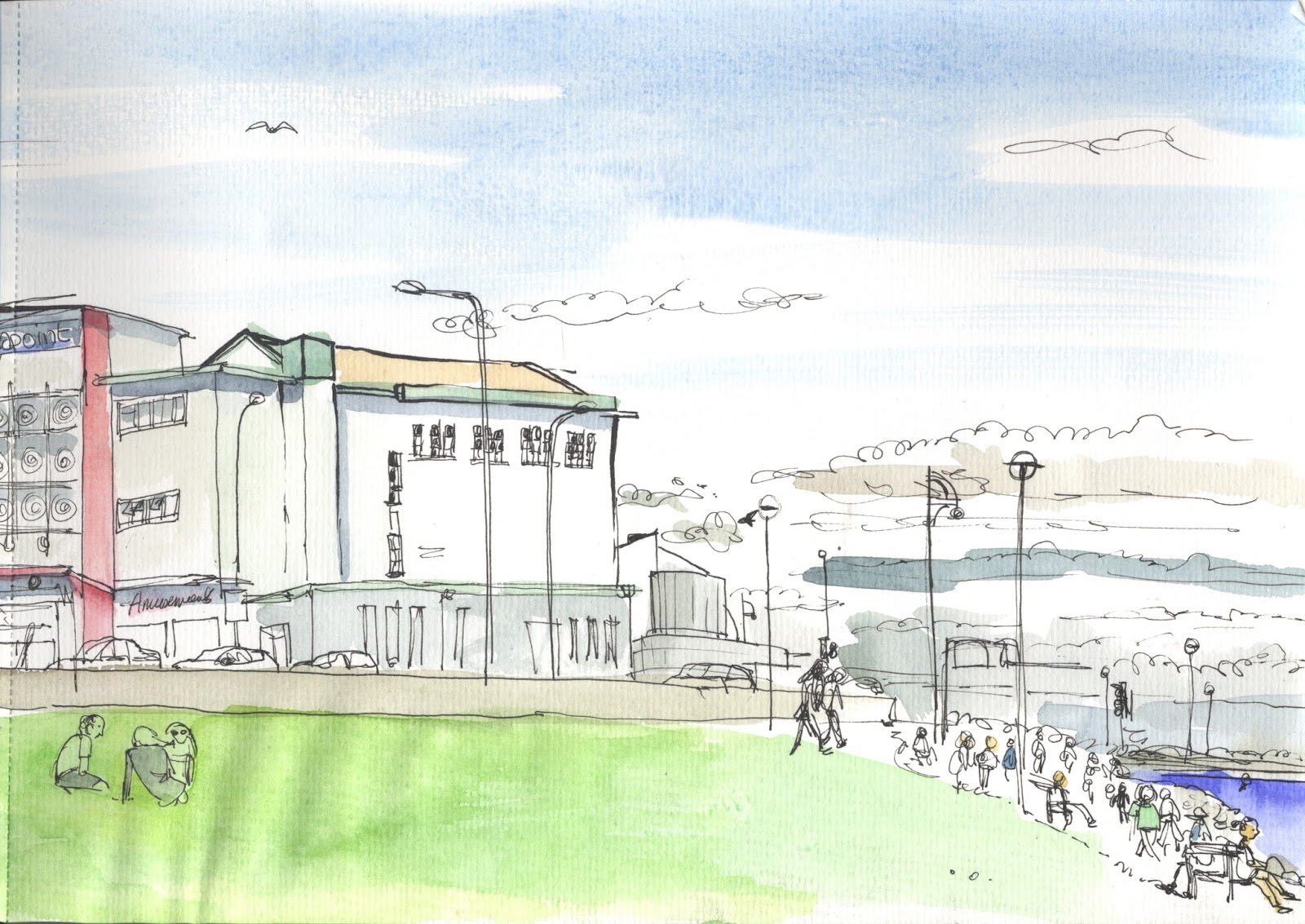 Urban Sketchers Galway: Drawing Galway 003 - The Prom, Salthill