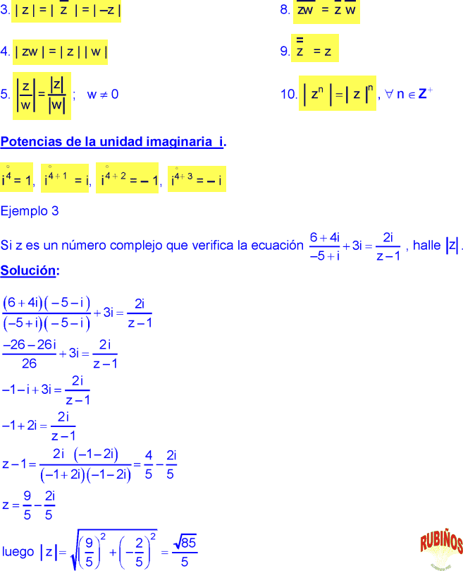 NÚMEROS COMPLEJOS PROBLEMAS RESUELTOS DE ÁLGEBRA PREUNIVERSITARIA pdf