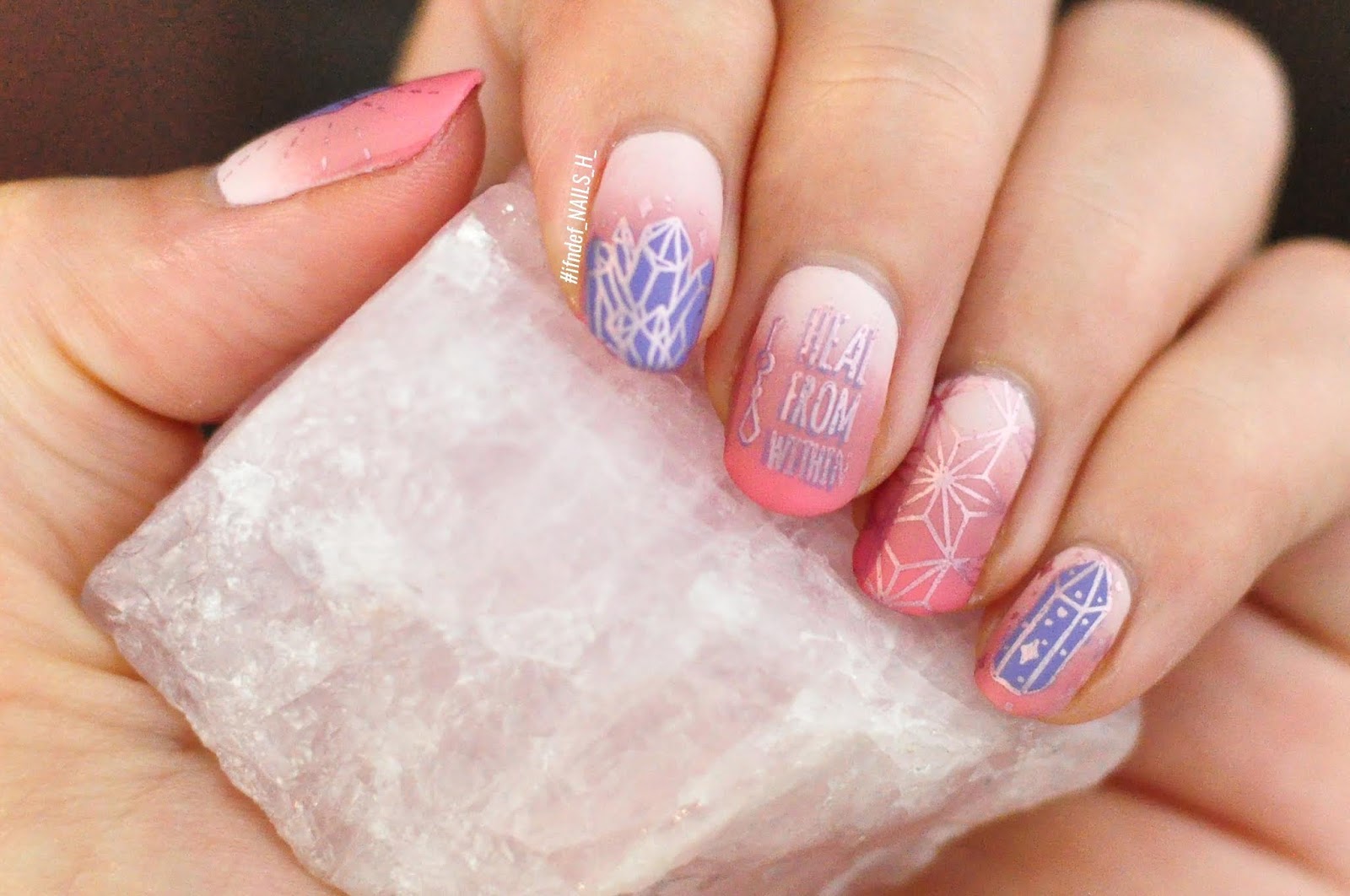Crystal Healing // Pink Gradient with Purple Crystals | nailPointer*