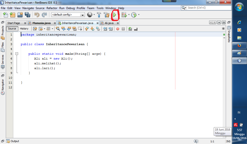 Tutorial Implementasi Inheritance dan Getter and Setter Manusia.java pada Java NetBeans