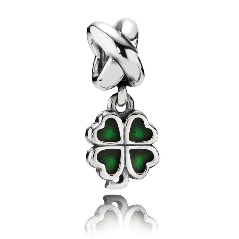 Charm Pandora Quadrifoglio Verde, Pandora Verde Smeraldo Charm