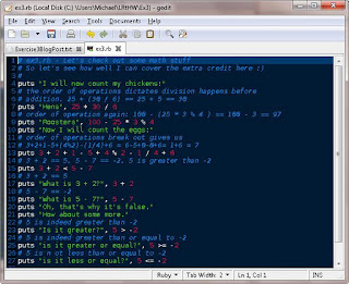 TESTHEAD: Exercise 3: Numbers And Math: Learn Ruby The Hard Way: Practicum