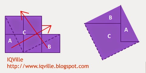 Cut a shape formed by 5 squares into 3 pieces and assemble it to form a ...