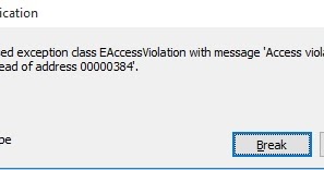 Error Access Violation at address 00000xxx. In module project.exe. Read Of Address 00000xxx