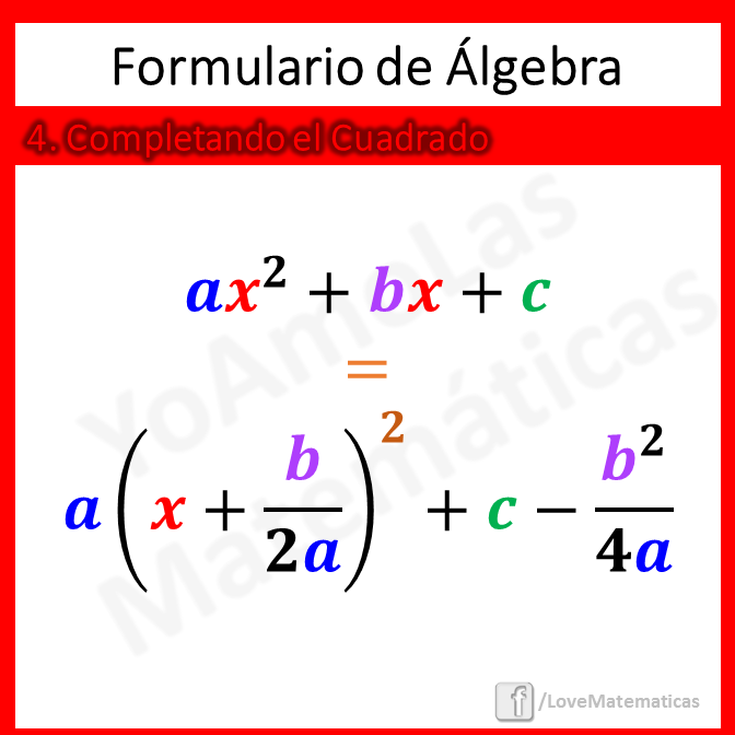 Amantes de las Matemáticas: Formulario de Álgebra