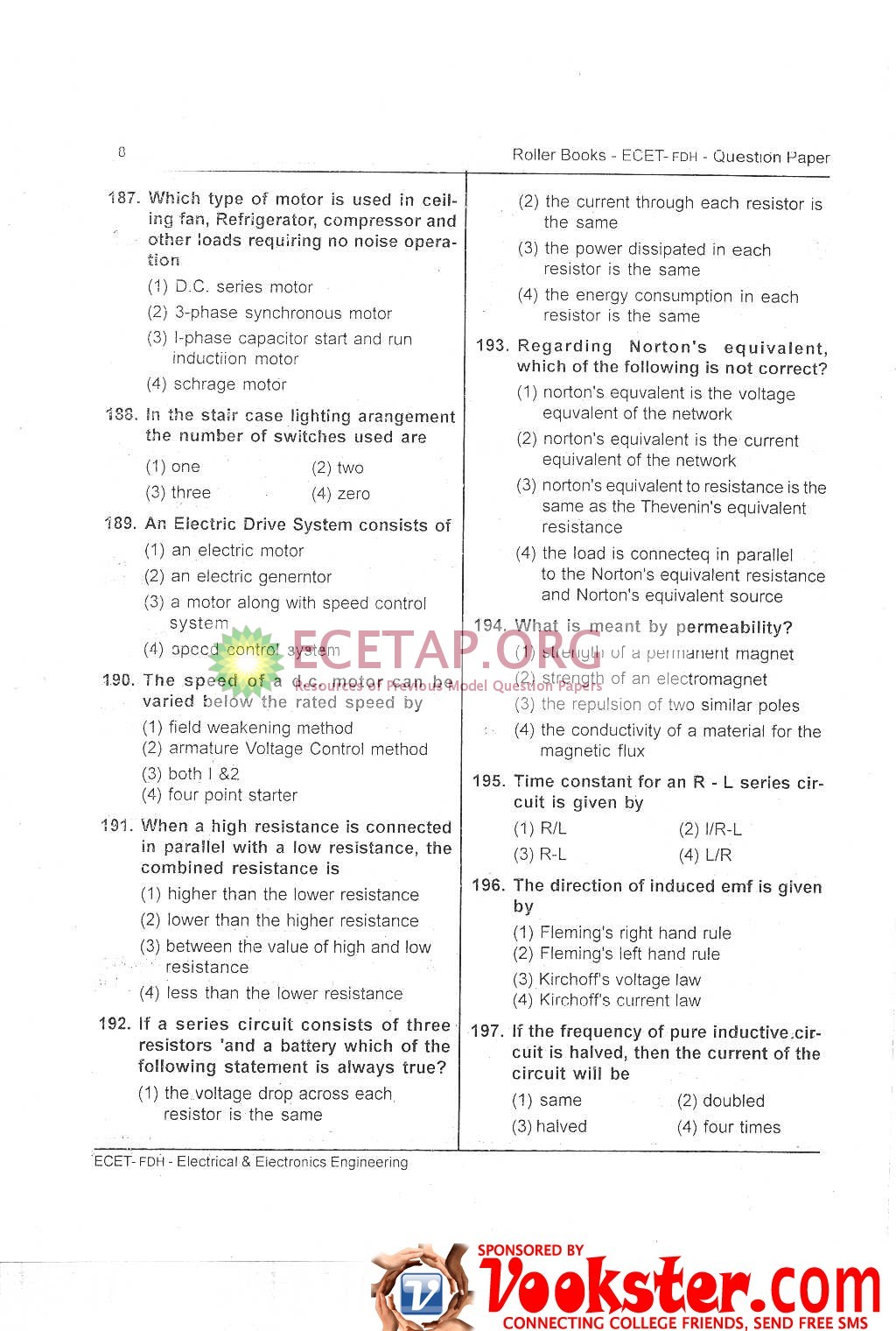 ECETAP - 2016, Previous, Model Papers, Question Papers EEE,ECE,SCE ...