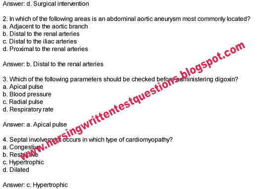MULTIPLE CHOICE NURSING QUESTION ANSWERS