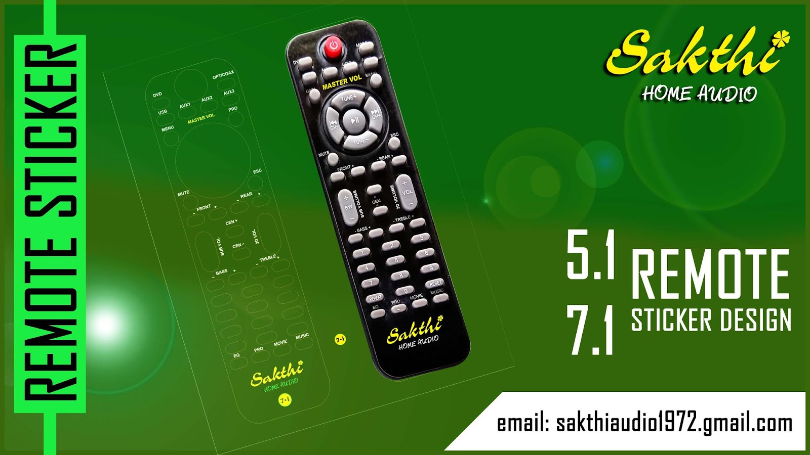 SAKTHI AUDIO CHENNAI SALEM: 7.1 - 5.1 REMOTE STICKER
