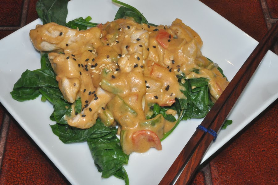Stealth Cooking: Swimming Rama, Chicken in Thai Peanut Sauce