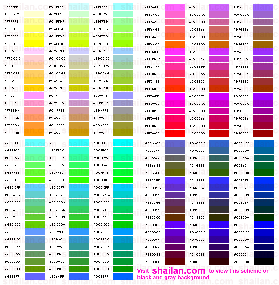 Color Codes For HTML ~ ALL SRI LANKANS
