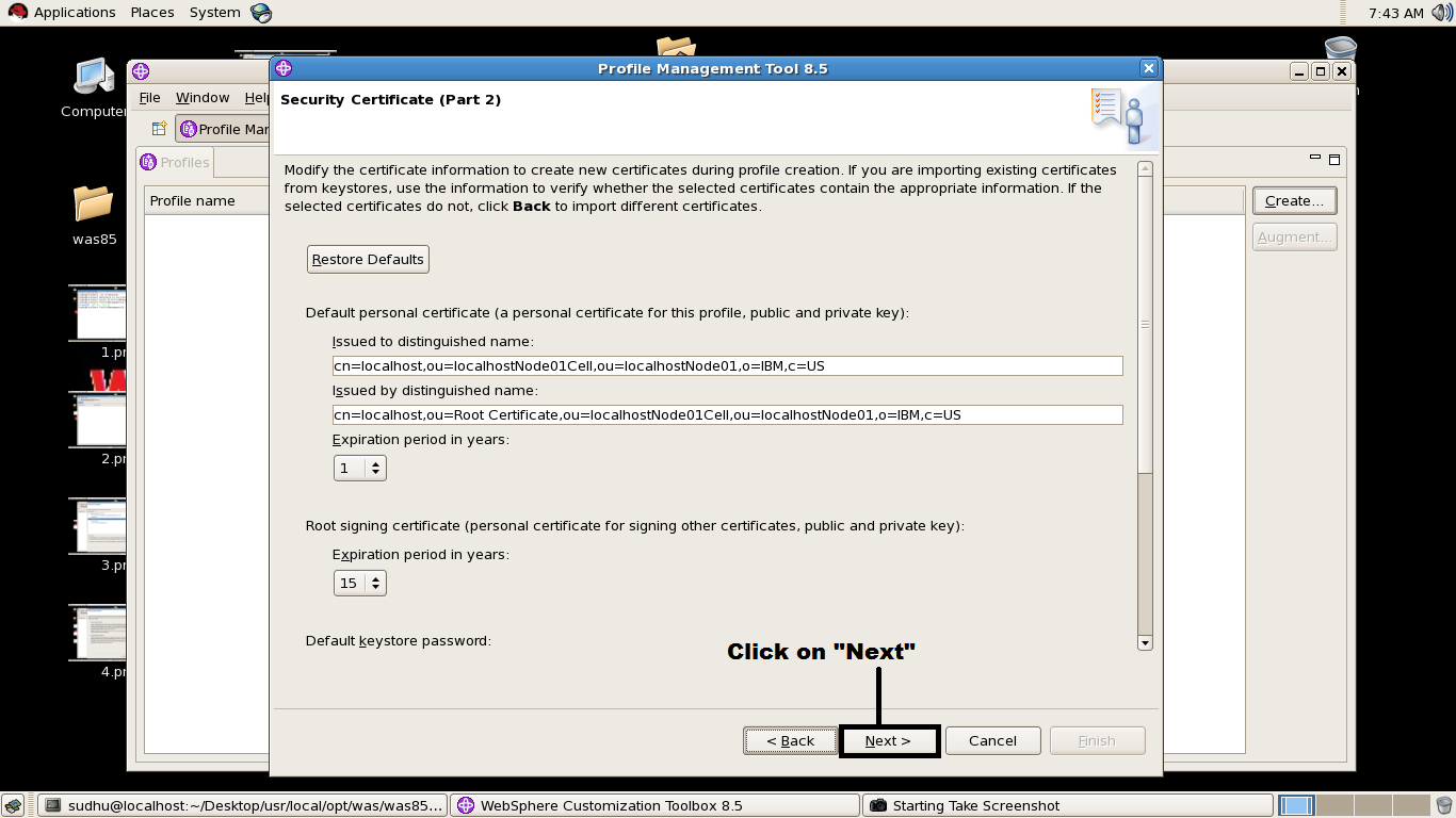 IBM WebSphere Application Server: creating Application server profile ...