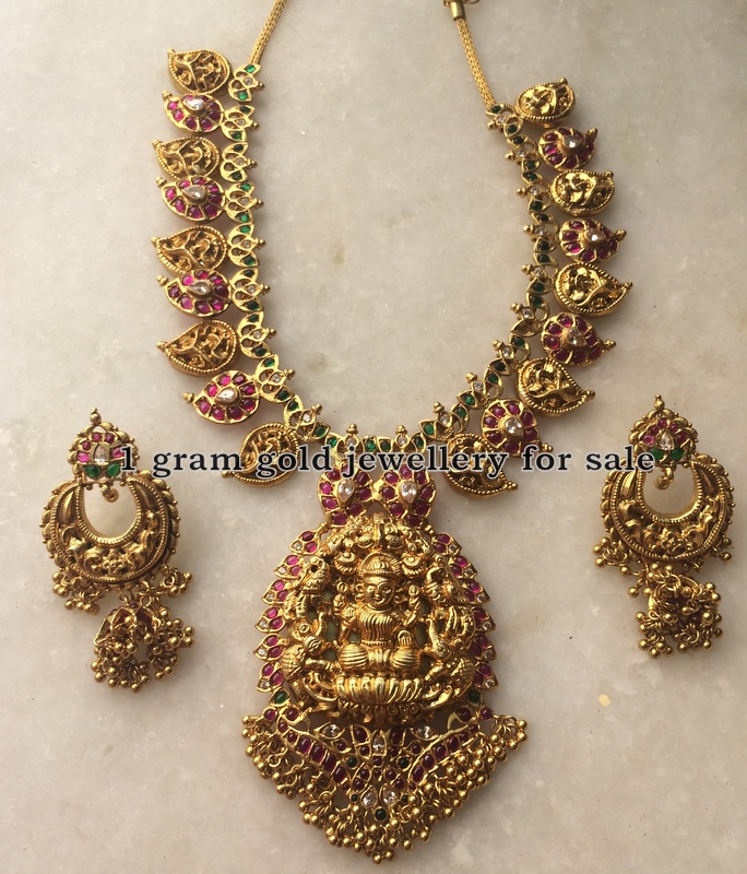Indian jewellery: Silver Mango Necklace With Lakshmi Pendant