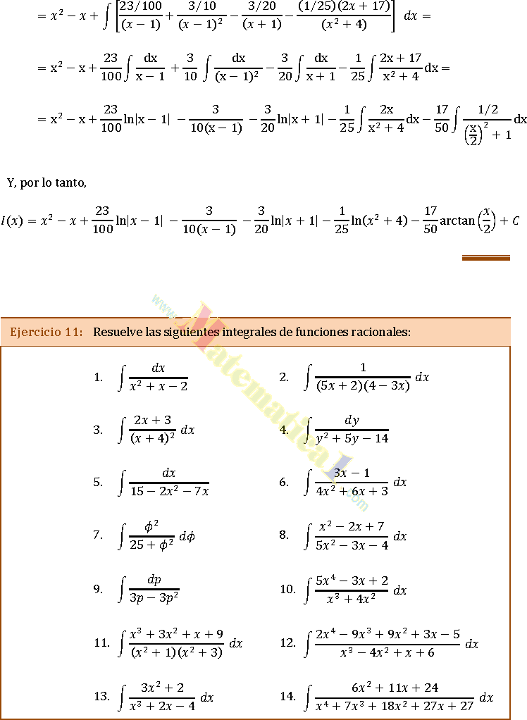 INTEGRALES POR FRACCIONES PARCIALES EJERCICIOS RESUELTOS PDF