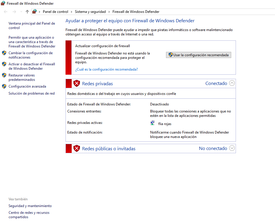 Activar / Desactivar firewall de Windows y remotamente