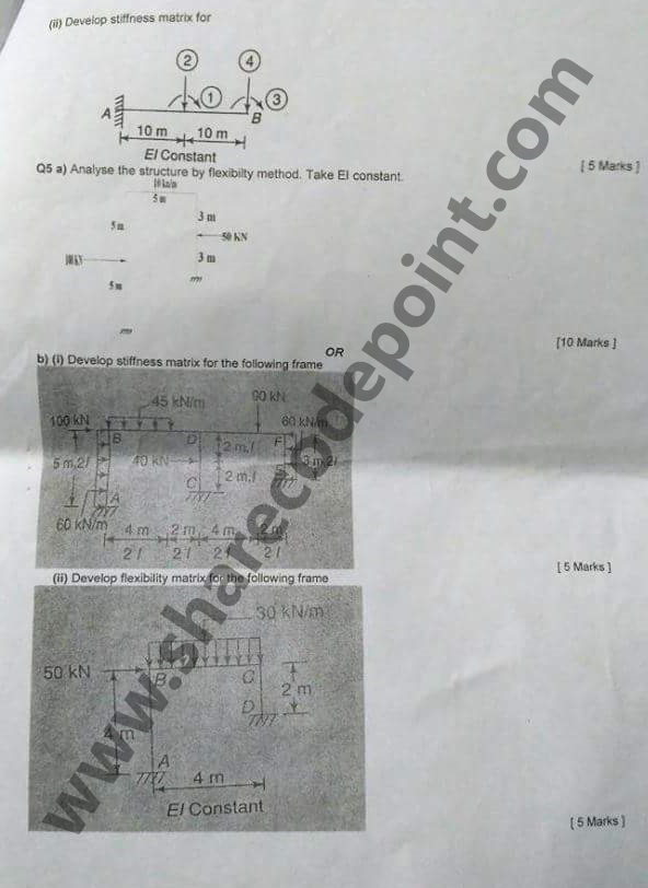 CIV329 : Structural Analysis-II End Term Exam Question Paper - CIV 329 ...