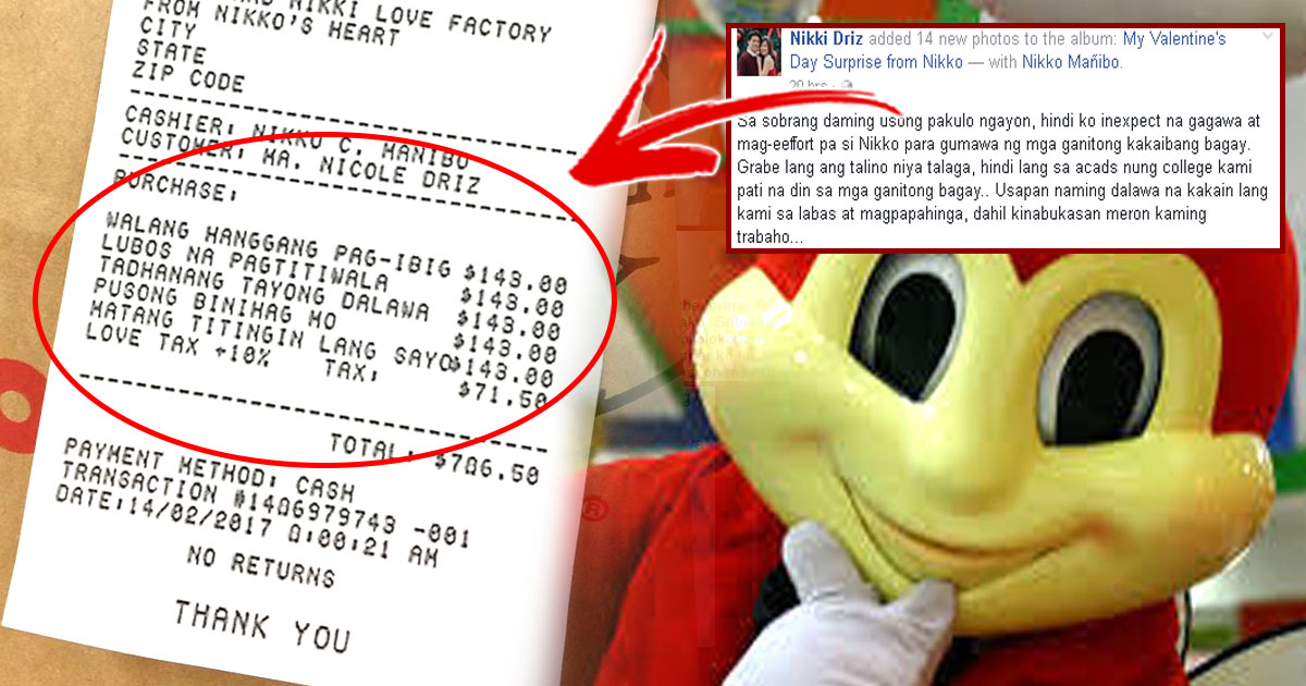 TRENDING: Boyfriend asks Jollibee crew to Customize Receipt for his ...