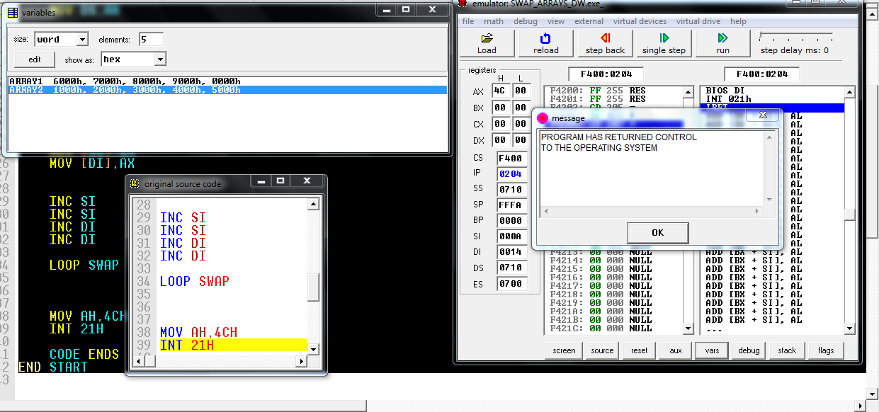 8086 Program For Swapping The Contents Two Arrays 16 Bit In Assembly Language Shubhs Blog