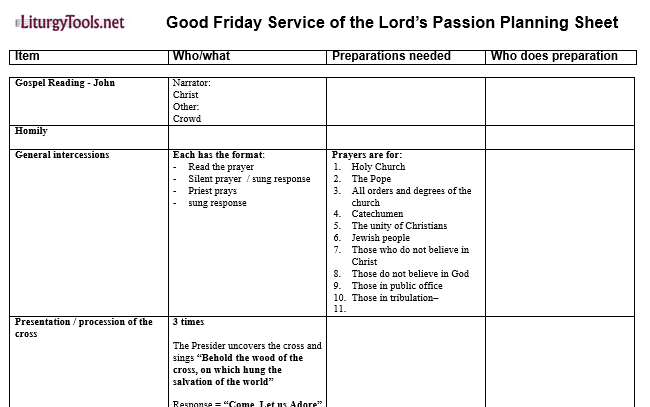 LiturgyTools.net: Planning template for Good Friday - Celebration of ...