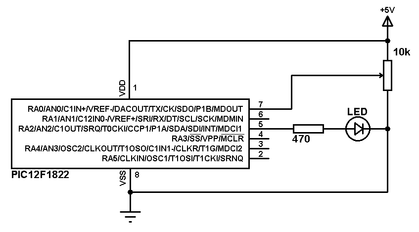 PIC12F1822 ADC and PWM modules