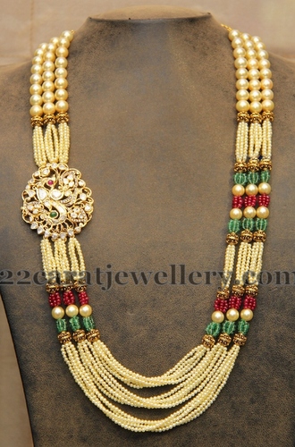 Pearls Haram with Pathakam - Jewellery Designs