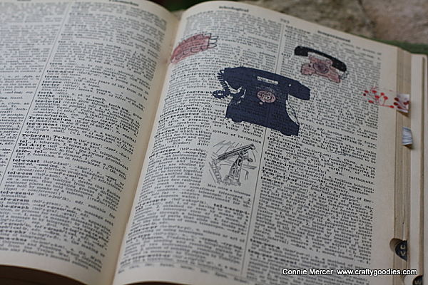 crafty goodies: Dictionary Stamping~typewriter and telephone!