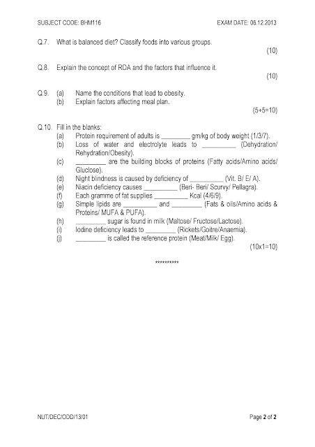 Nutrition Notes for IHM First Semester students: 2020