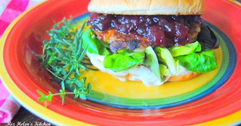 Rosemary Lemon Chicken Burger with Cranberry Sauce and Garlic Aioli