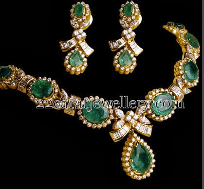 Classic Emerald Diamond Sets - Jewellery Designs