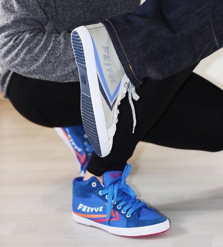 Feiyue Shoes: Feiyue DELTA MID Sneakers - Grey Canvas Shoes