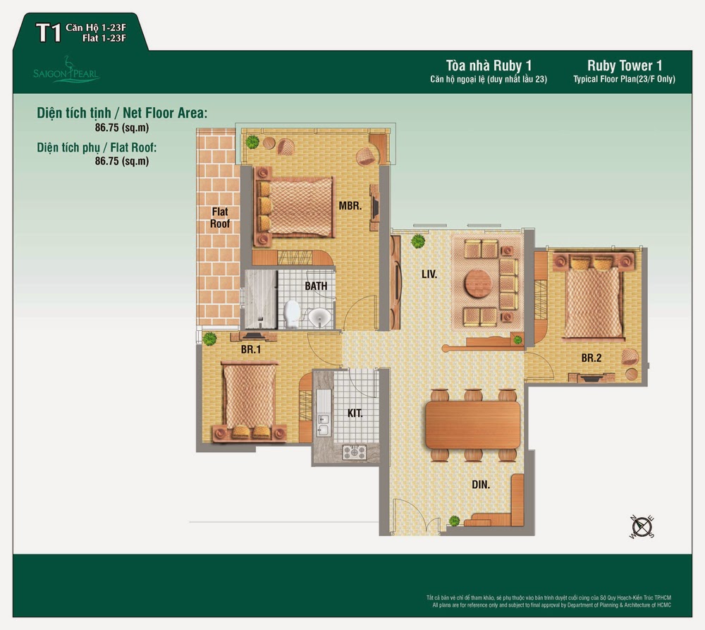 Bán căn hộ Saigon Pearl tòa nhà Ruby Tower 1