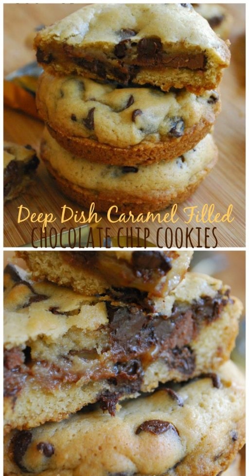 Deep Dish Chocolate Chip Caramel-Filled Cookies