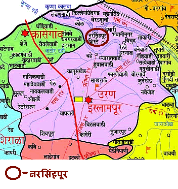 JwalaNarsimha TirthKshetra Kole Narsimhapur: map