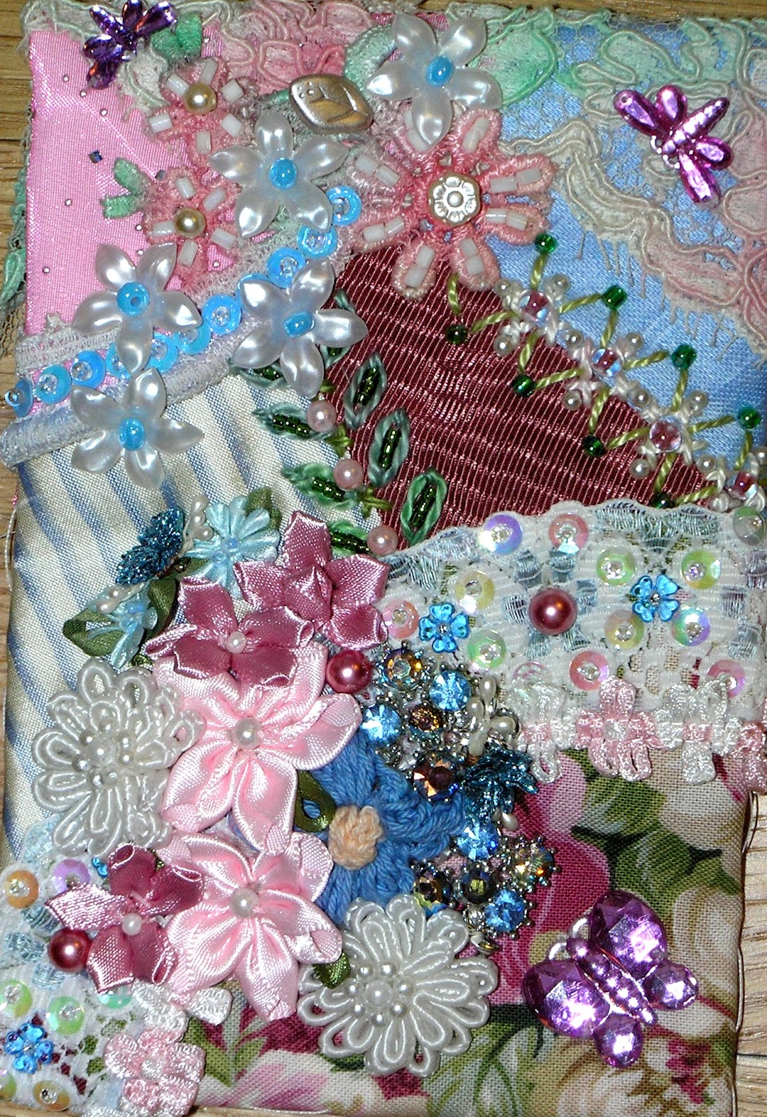 Kitty And Me Designs: Small Floral Crazy Quilt