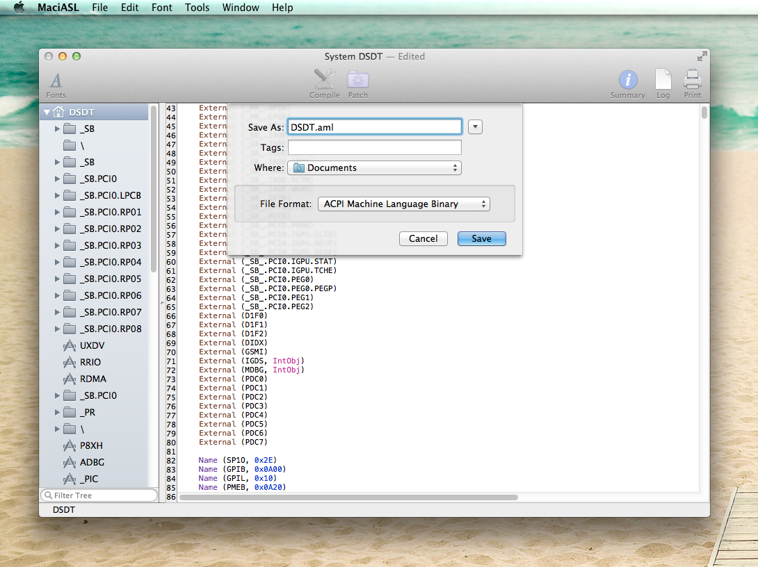 How to edit your own DSDT with MaciASL