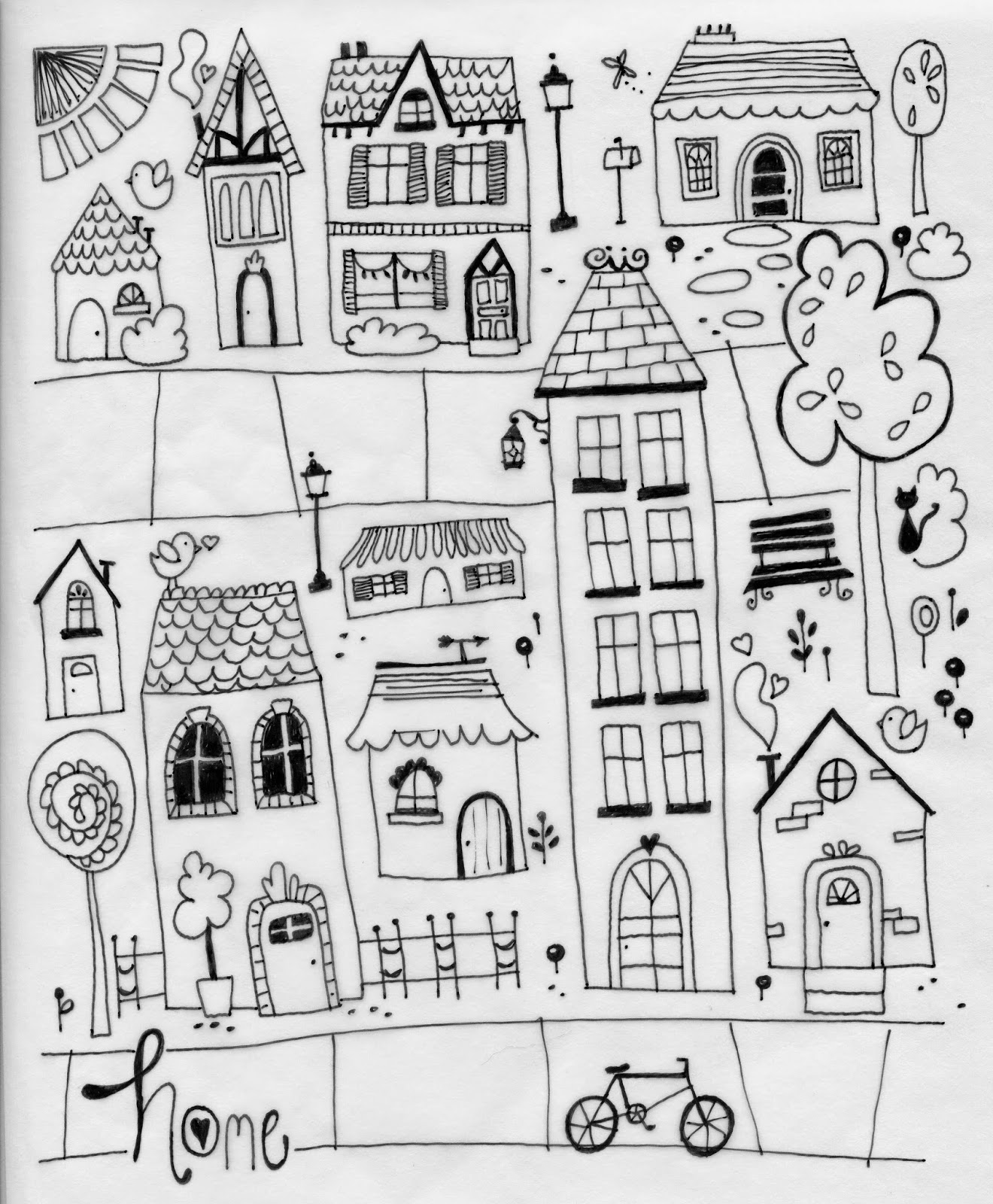 five blessings: happy home sketch