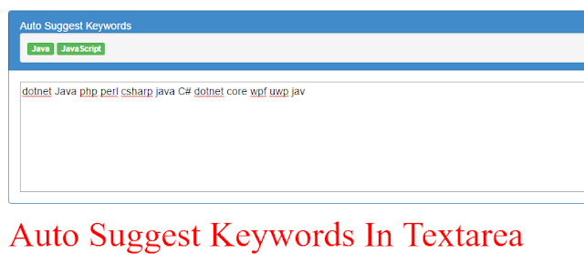Auto Suggest Keywords In Textarea - jQuery 2 DotNet