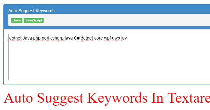 Auto Suggest Keywords In Textarea - jQuery 2 DotNet