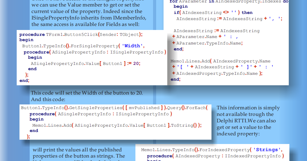 Mitov Software: Advanced Delphi RTTI and accessing it with the free Mitov.TypeInfo in the Blaise ...