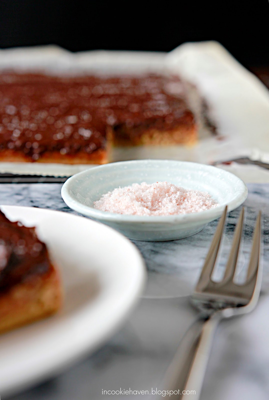 In Cookie Haven: Dark Chocolate Pink Rock Salt Caramel Cookie Slices